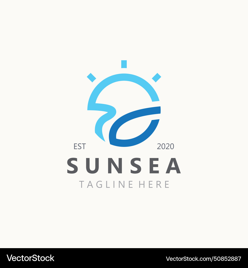 Sunsea wave logo design creative premium sun Vector Image