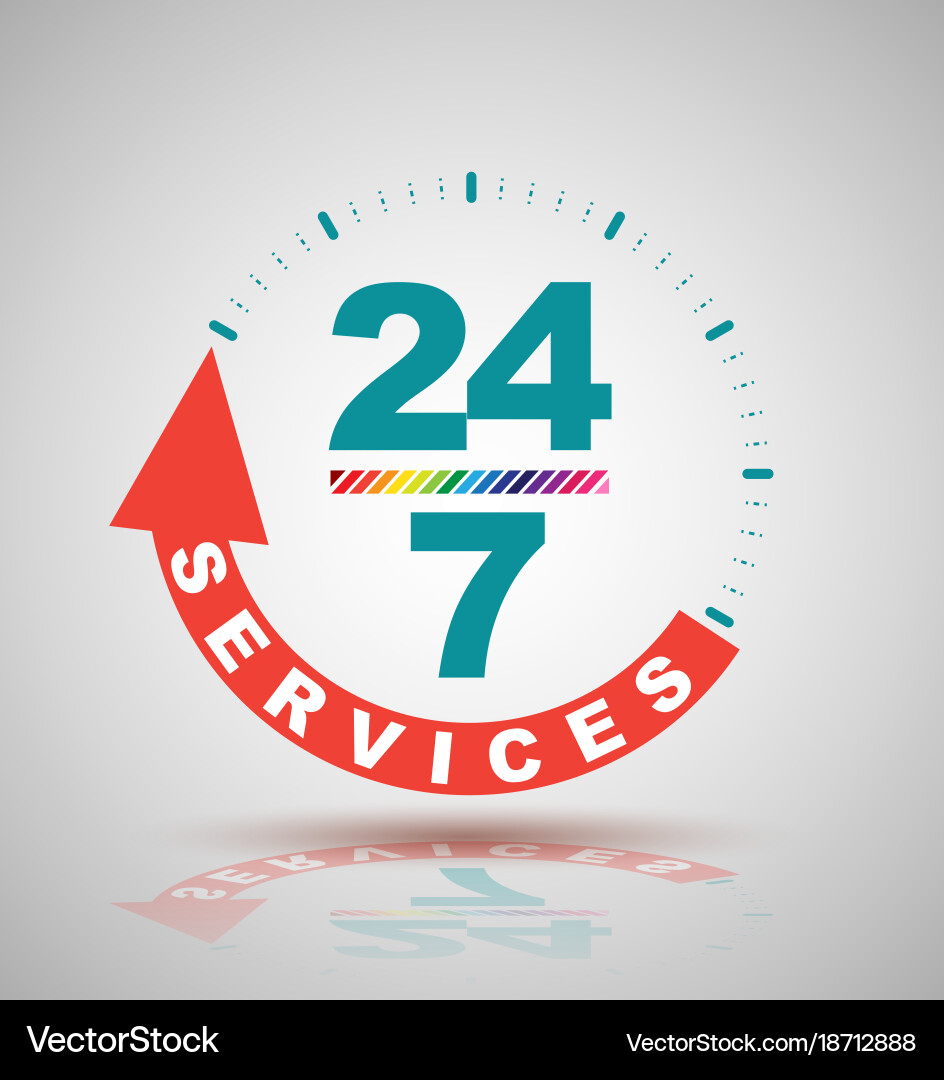24 hours services banner Royalty Free Vector Image