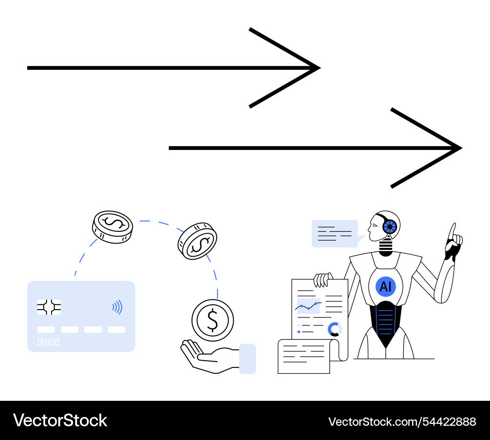 Ai robot presenting financial technology concepts Vector Image