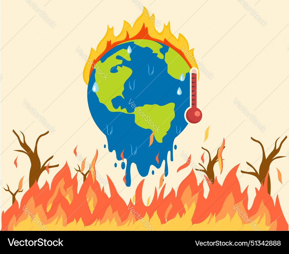 Deforestation global warming effect earth melting Vector Image
