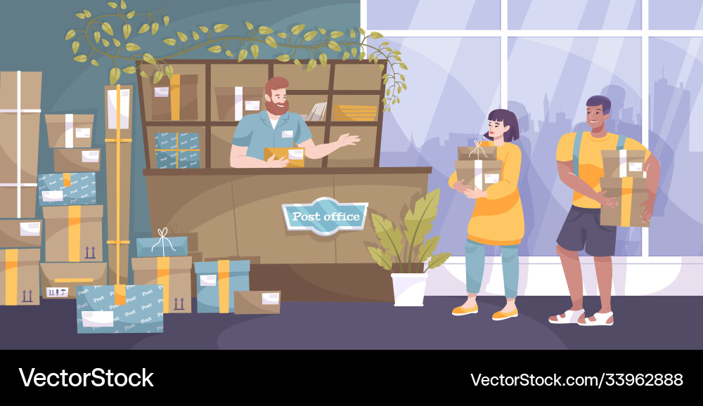 Mail parcel flat composition Royalty Free Vector Image