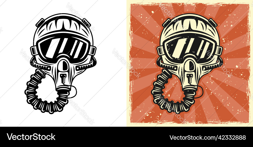 Pilot helmet airman in two Royalty Free Vector Image