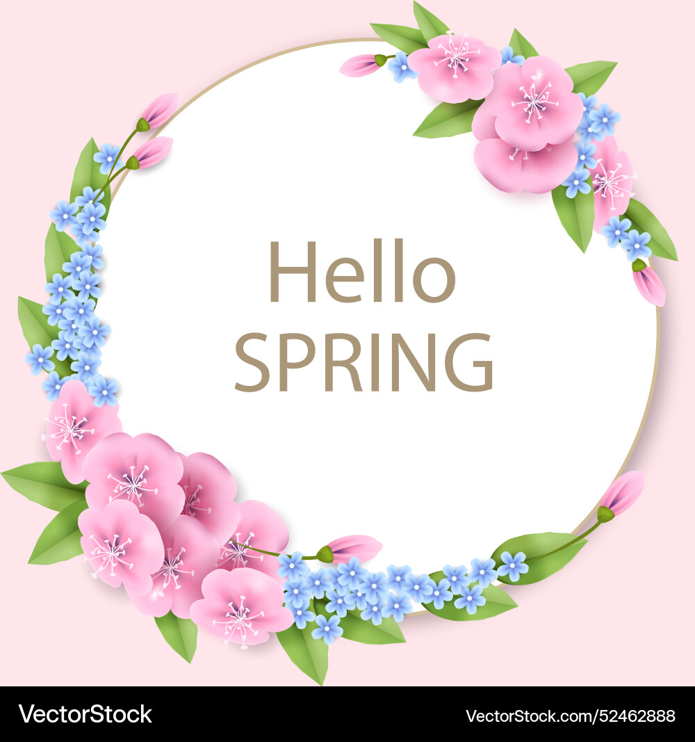 Realistic spring floral frame Royalty Free Vector Image
