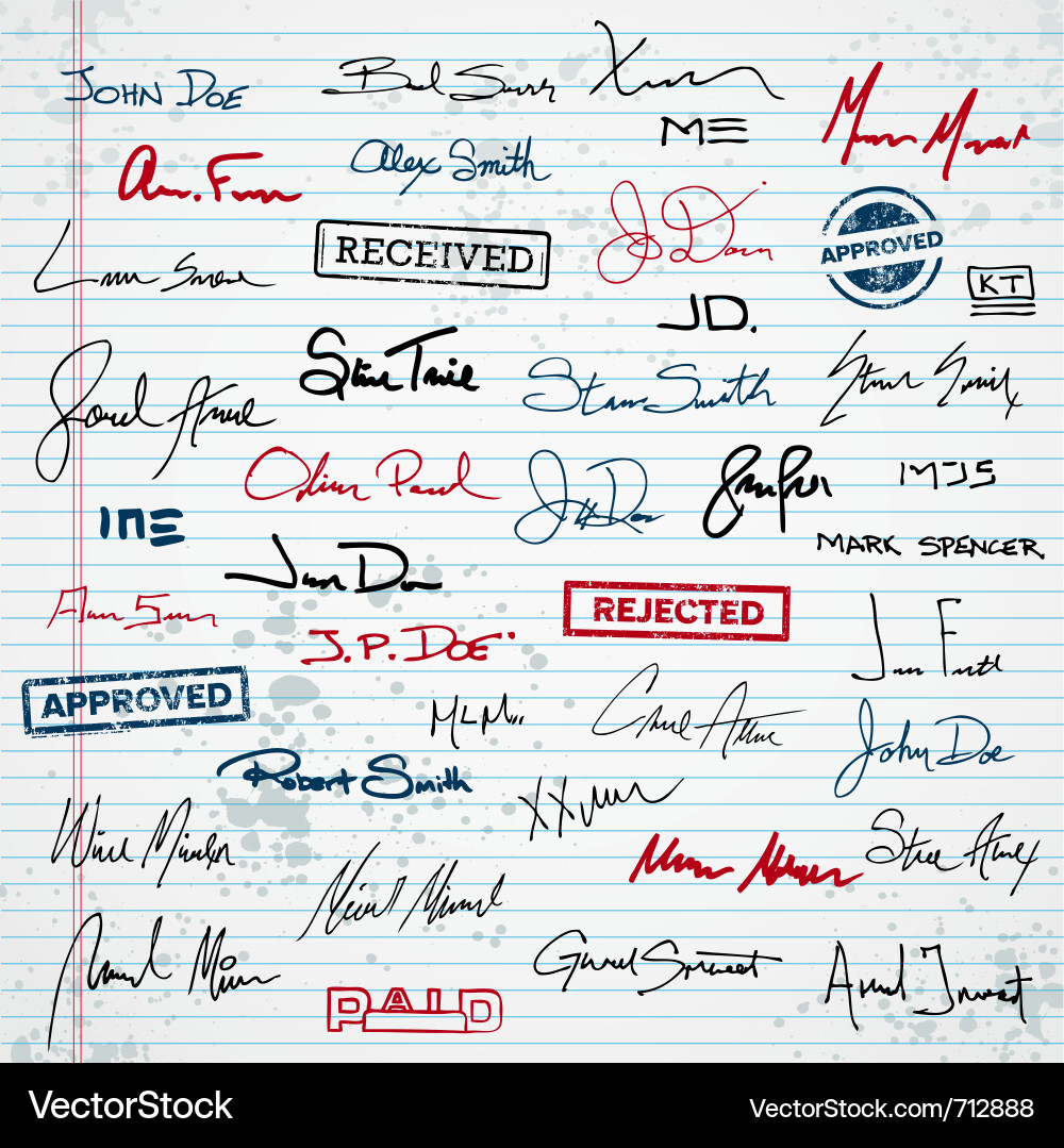 Signatures and stamps Royalty Free Vector Image