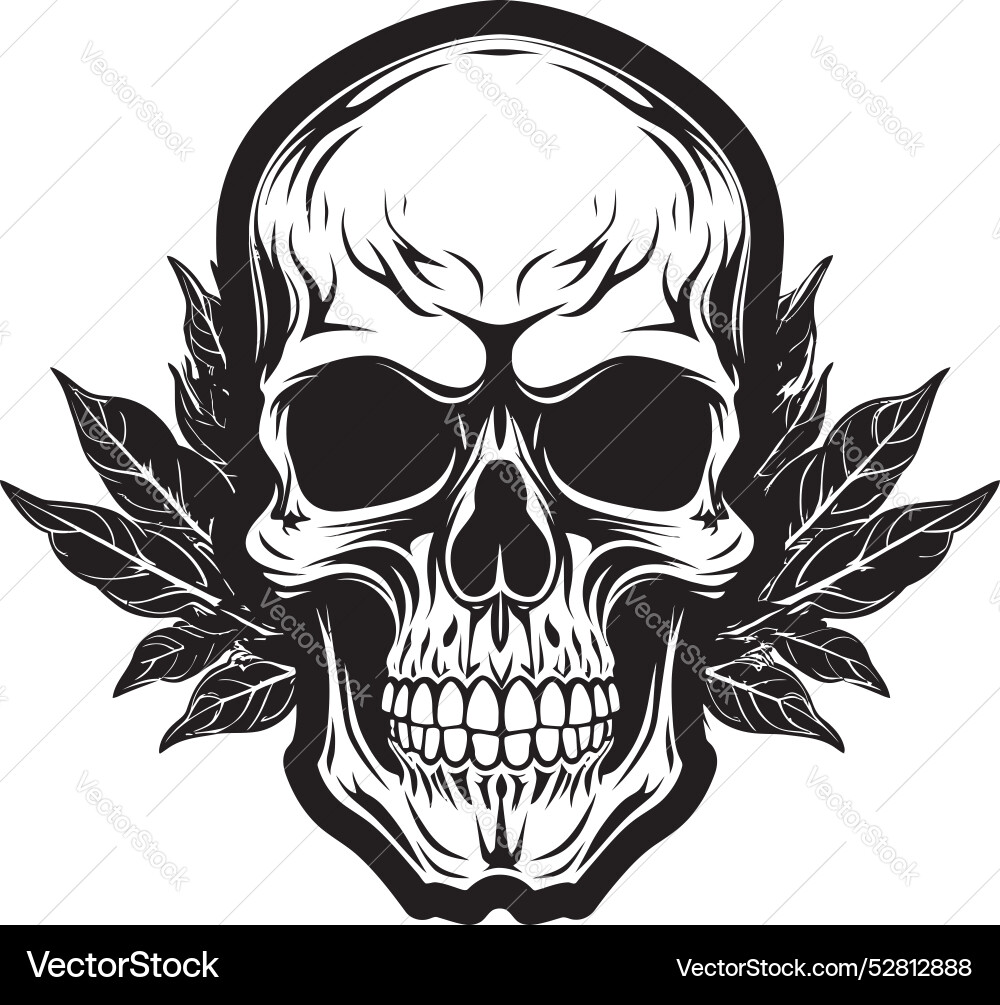 Skulls and buds skull with cannabis leaf Vector Image