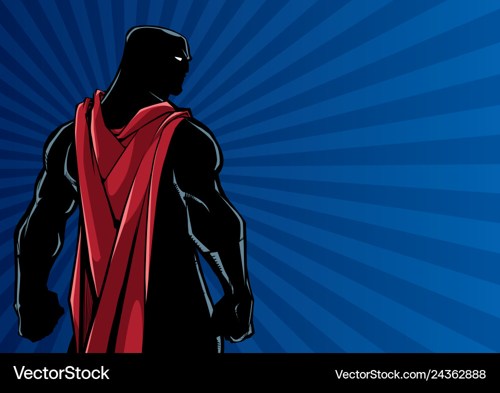 Superhero back ray light silhouette Royalty Free Vector