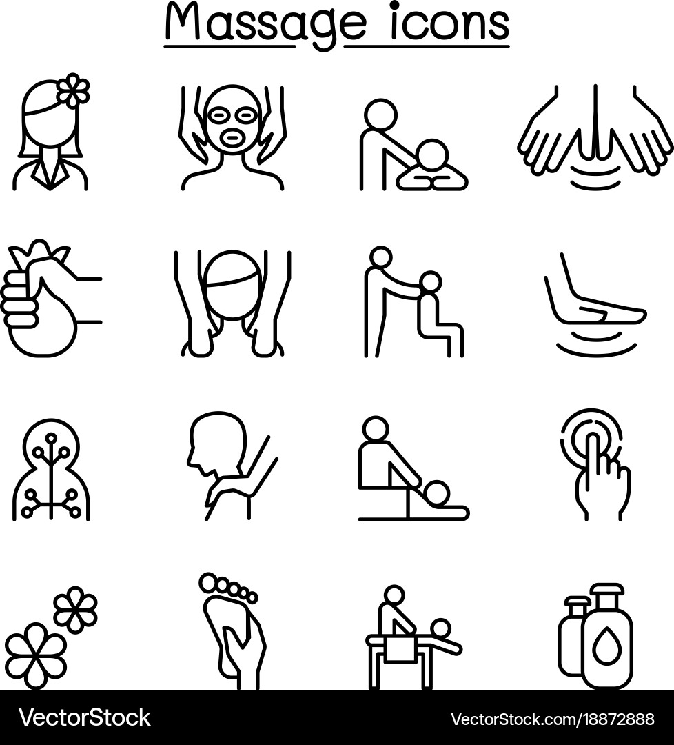 Thin Line Spa & Massage Icons Royalty Free Vector Image