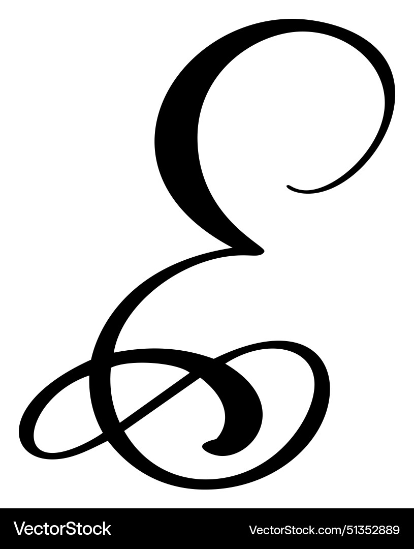 Calligraphy hand drawn letter e logo Royalty Free Vector