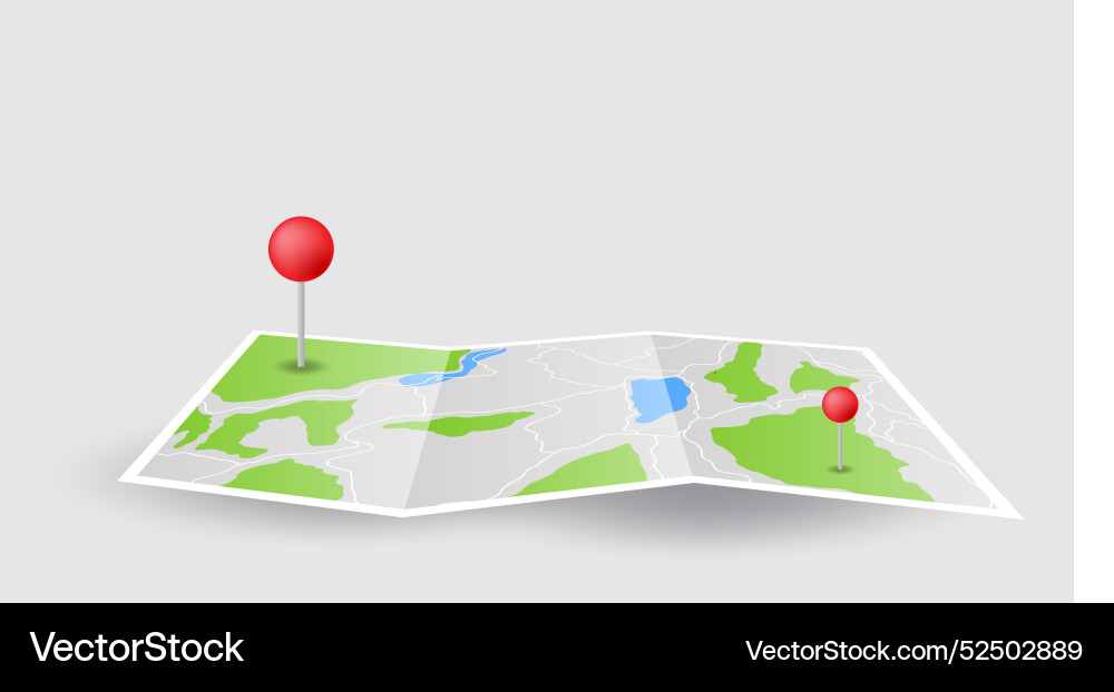 Flat background of location route map fold page Vector Image