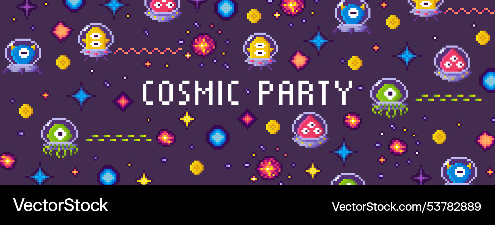 Fun-filled cosmic party with cute aliens Vector Image