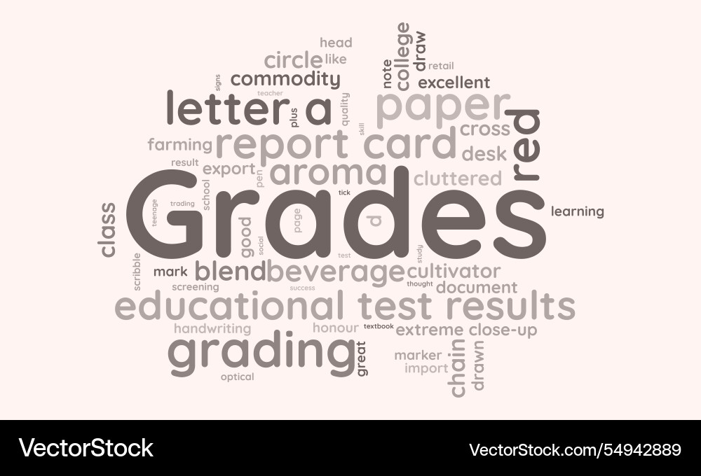 Grades word cloud template concept Royalty Free Vector Image