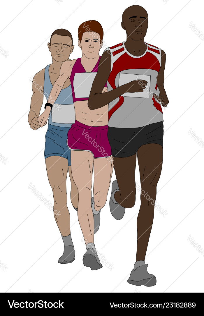 Group of marathon runners Royalty Free Vector Image