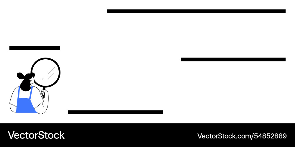 Person with magnifying glass observing lines Vector Image