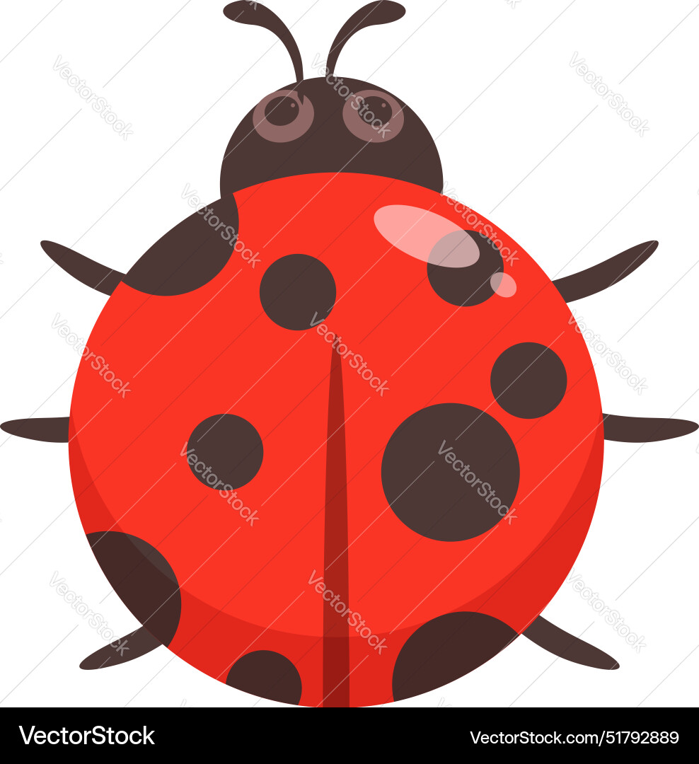 Red ladybug showing its black spots Royalty Free Vector