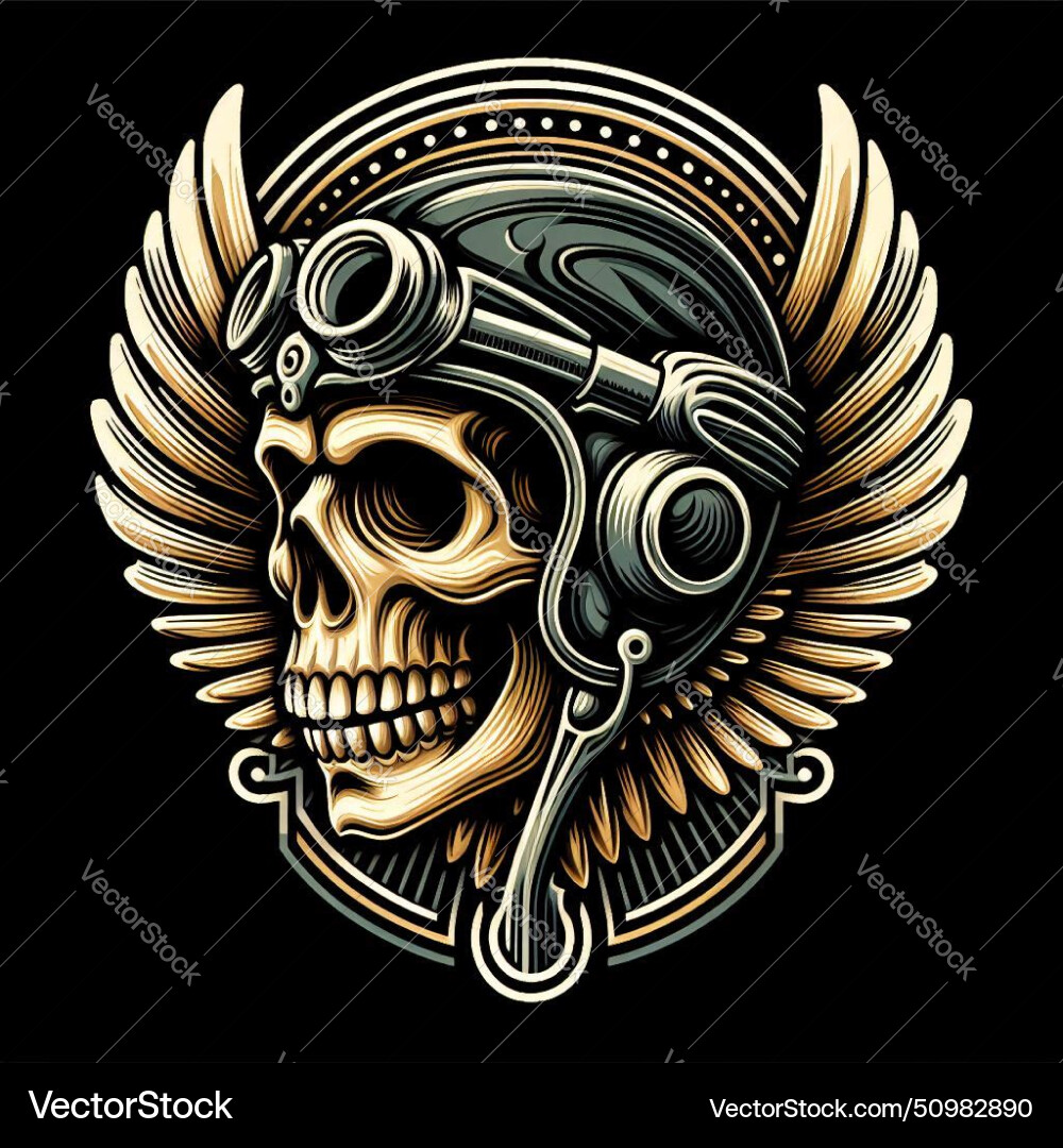 Biker skull logo Royalty Free Vector Image - VectorStock