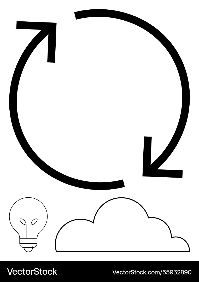 Circular arrow representing cycle with bulb Vector Image