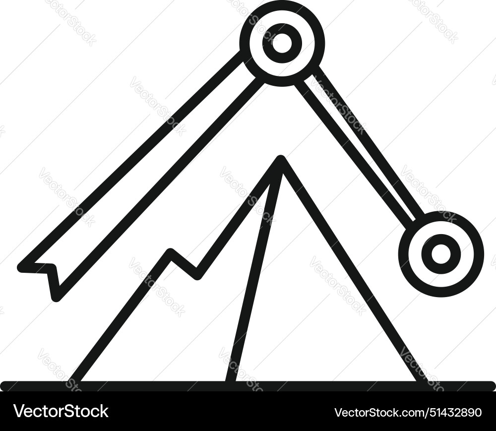 Line art camping tent with stylized sun Royalty Free Vector