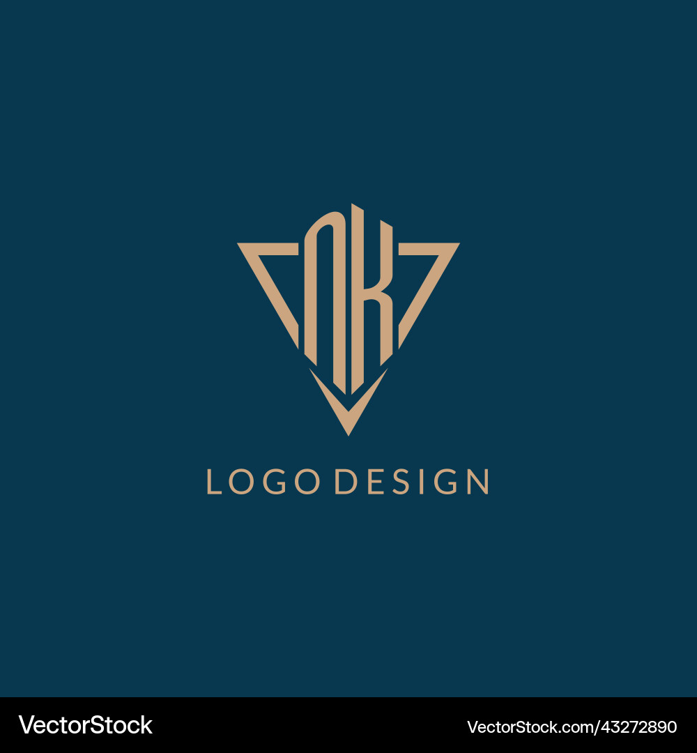 Nk logo initials triangle shape style creative Vector Image