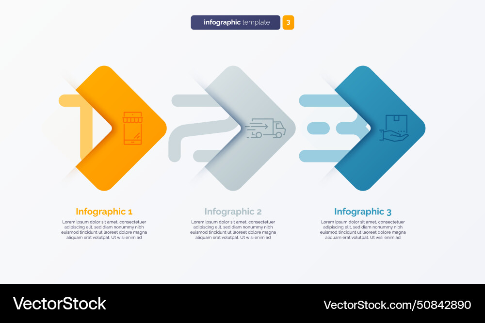Number infographic template composed of 3 Vector Image
