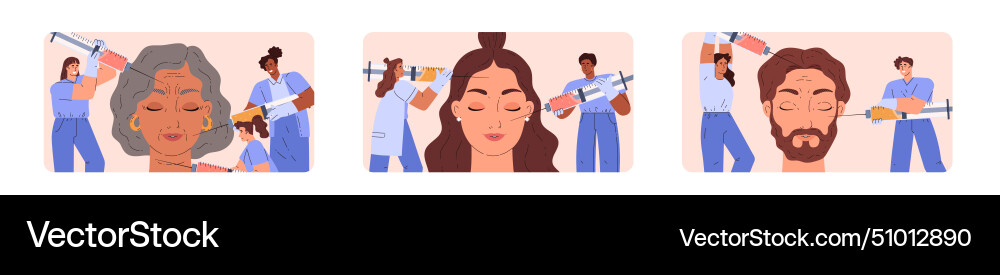 People doing beauty face injections concept set Vector Image