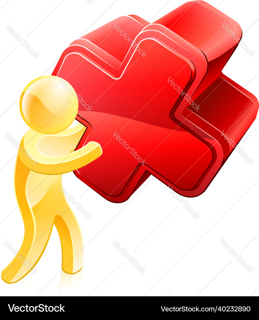 Person holding red cross Royalty Free Vector Image