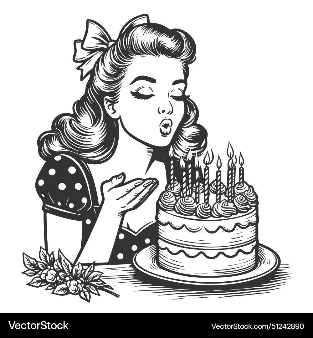 Retro Birthday Pin-Up Royalty Free Vector Image