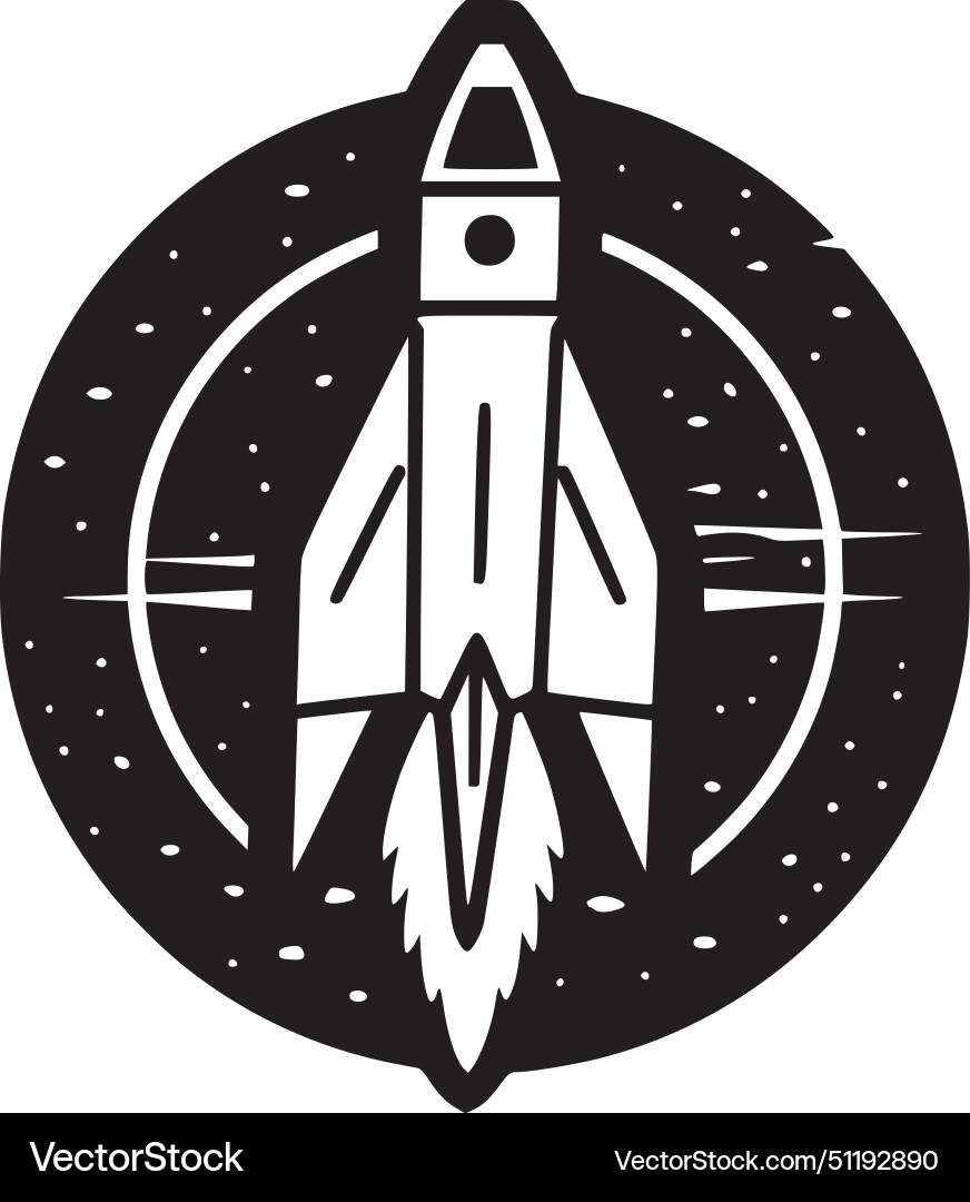 Rocket - black and white isolated icon Royalty Free Vector