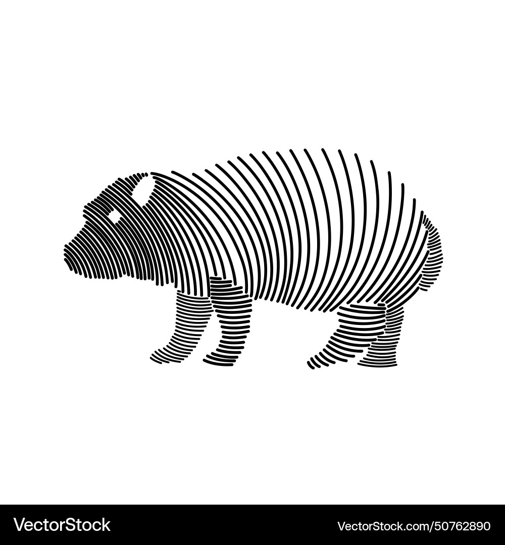 Simple line art of a hippo 3 Royalty Free Vector Image