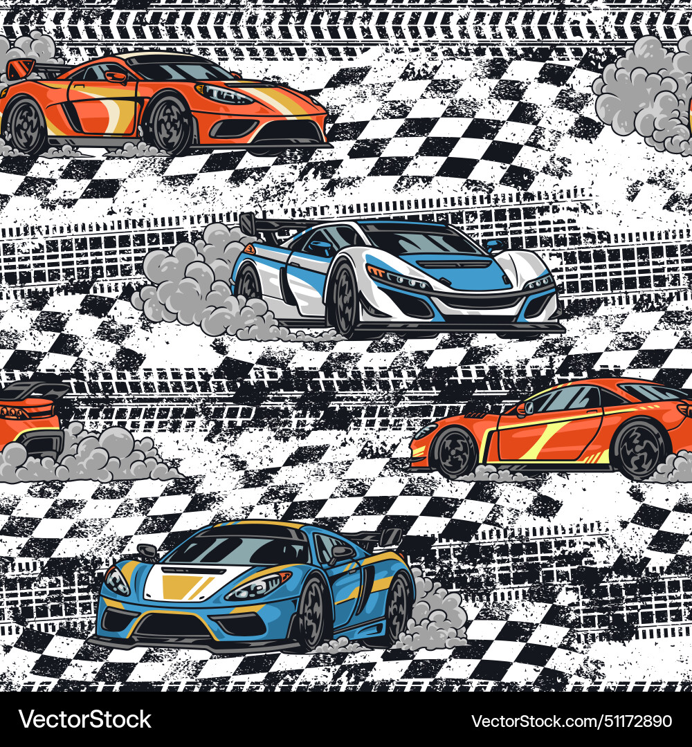 Street racing pattern seamless colorful Royalty Free Vector