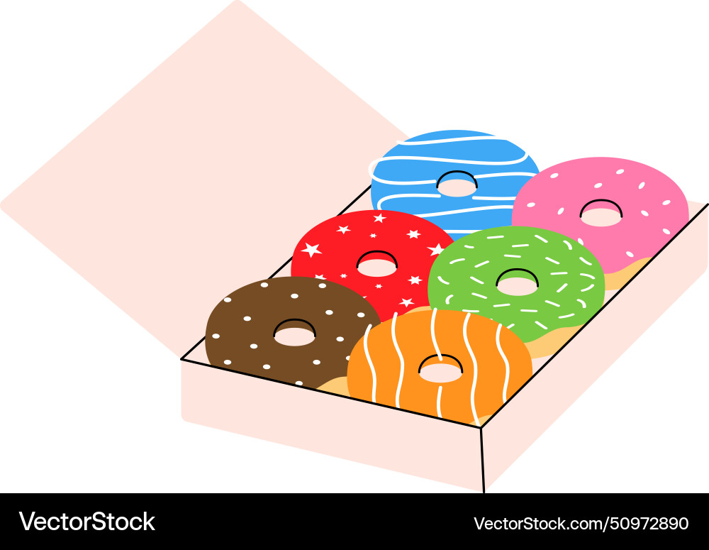 Take away donuts box bakery sweet pastry Vector Image