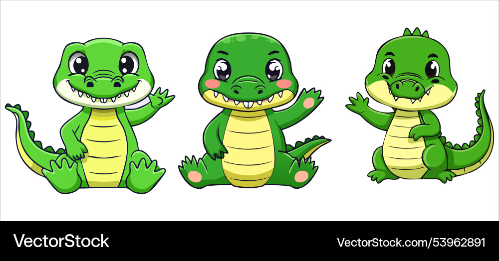 Adorable cartoon crocodile waving hello Royalty Free Vector