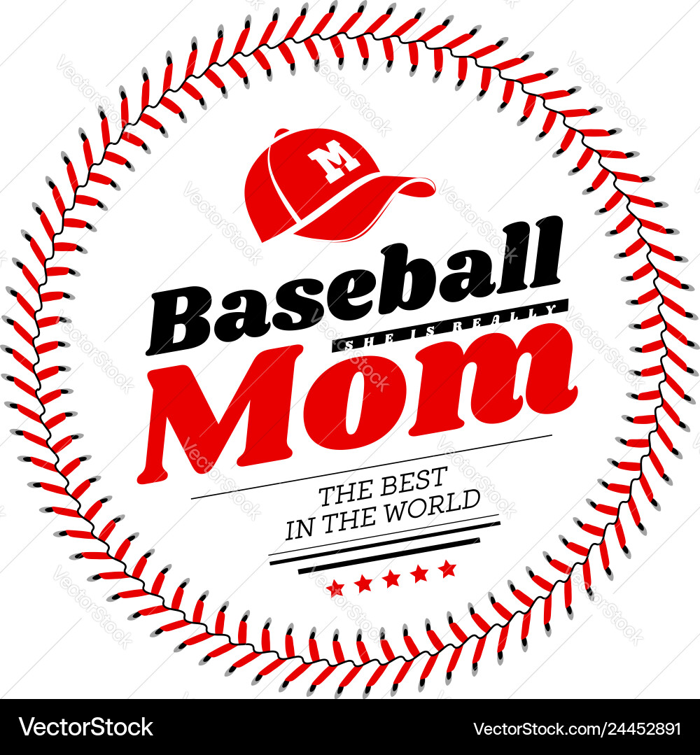 Baseball mom emblem with lacing and a hat Vector Image