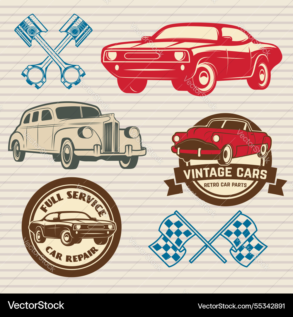 Car service labels set of design elements Vector Image
