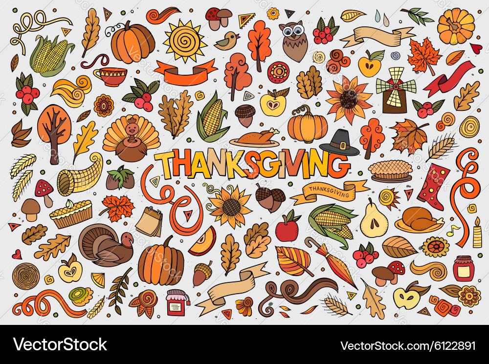 Colorful hand drawn doodle cartoon set Royalty Free Vector