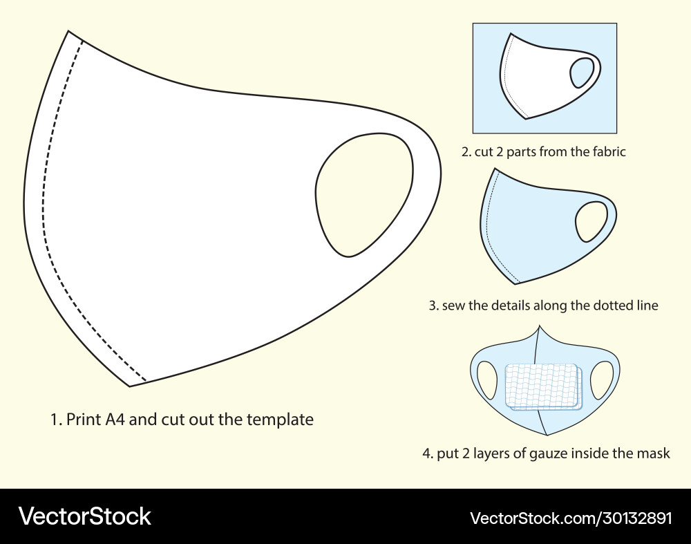 DIY Medical Mask Template Royalty Free Vector Image