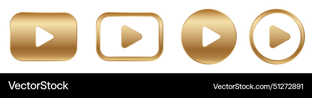 Golden 3d play button gold Royalty Free Vector Image