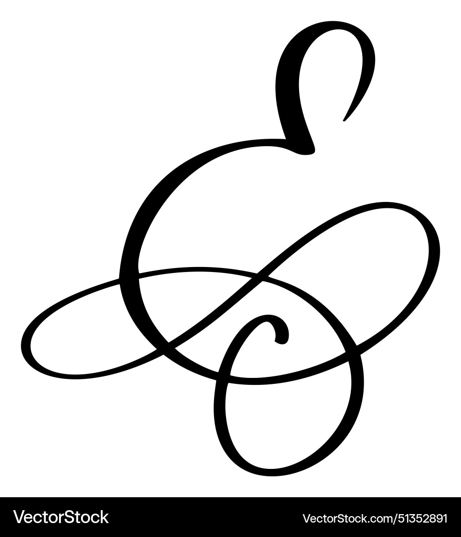 Hand drawn calligraphy letter e script Royalty Free Vector