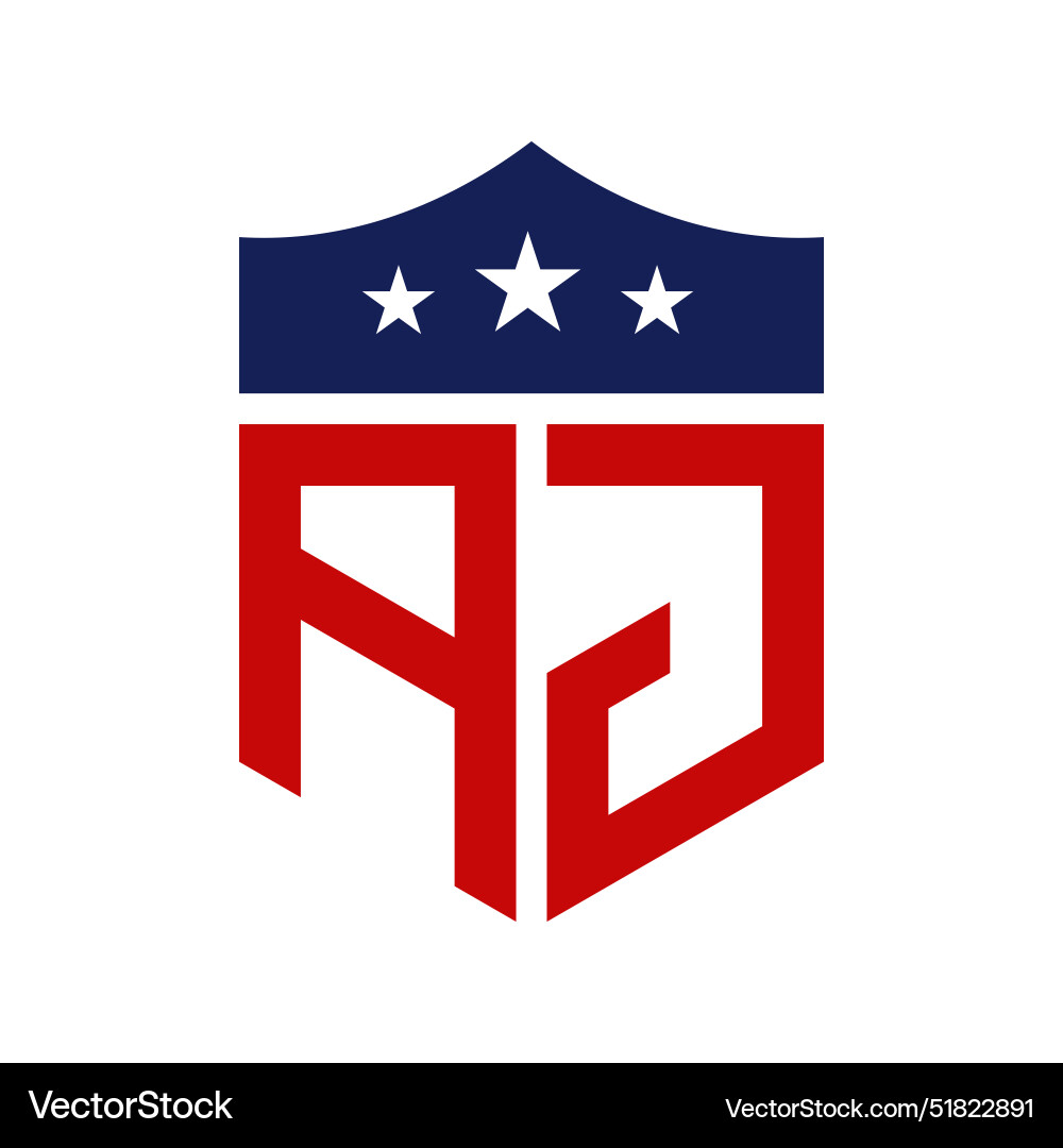 Patriotic aj logo design letter Royalty Free Vector Image