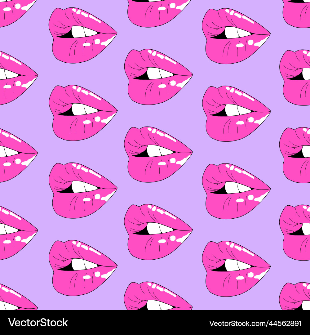 Seamless pattern with pink womans lips Royalty Free Vector