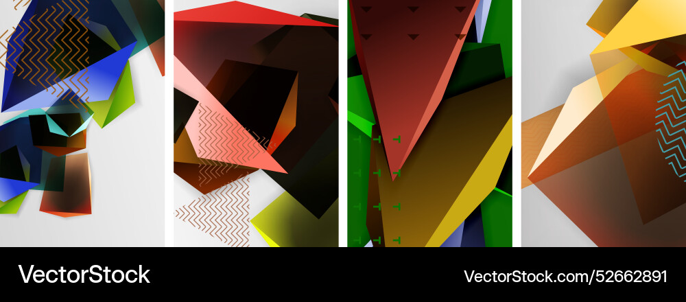 Trendy low poly 3d triangle shapes and other Vector Image