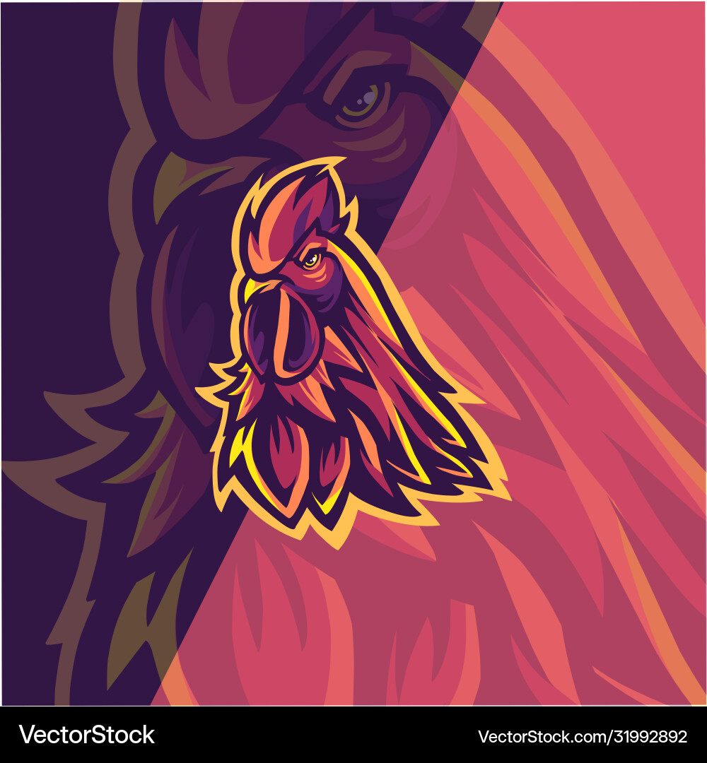 Aggressive Rooster Esports Logo Royalty Free Vector Image