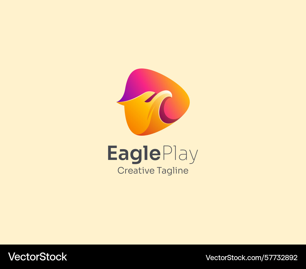 Eagle play media logo gradient Royalty Free Vector Image