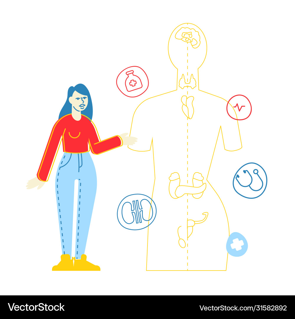 Female doctor character endocrinologist stand Vector Image