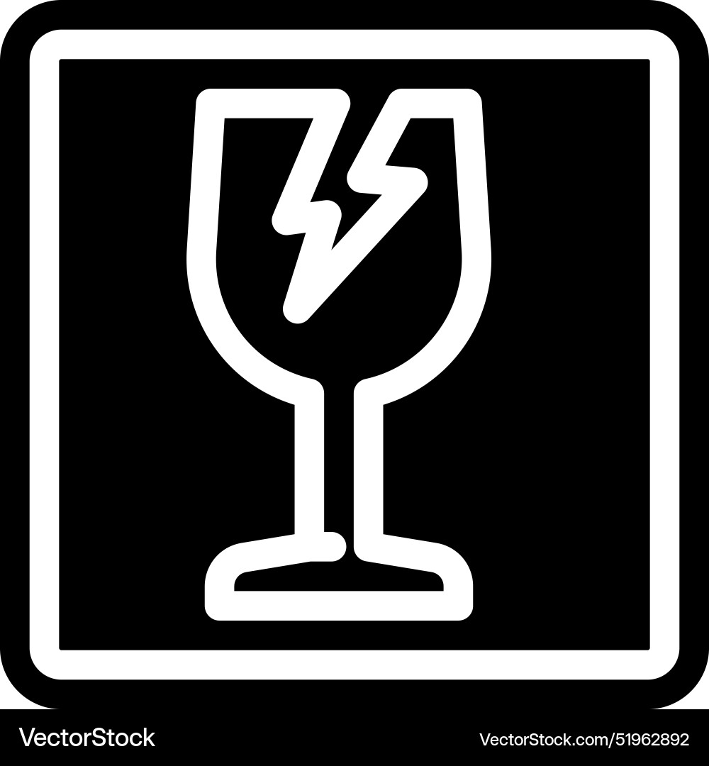Fragile product label warning glyph icon – Royalty-Free Vector ...