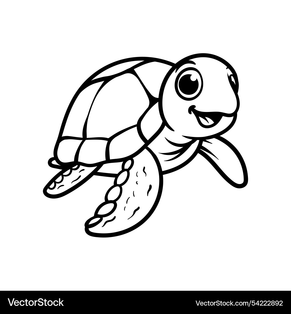 Fun sea turtle cartoon character logo isolated Vector Image
