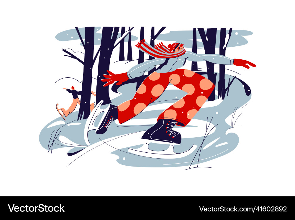 Guy ice skating on rink winter outdoors activity Vector Image