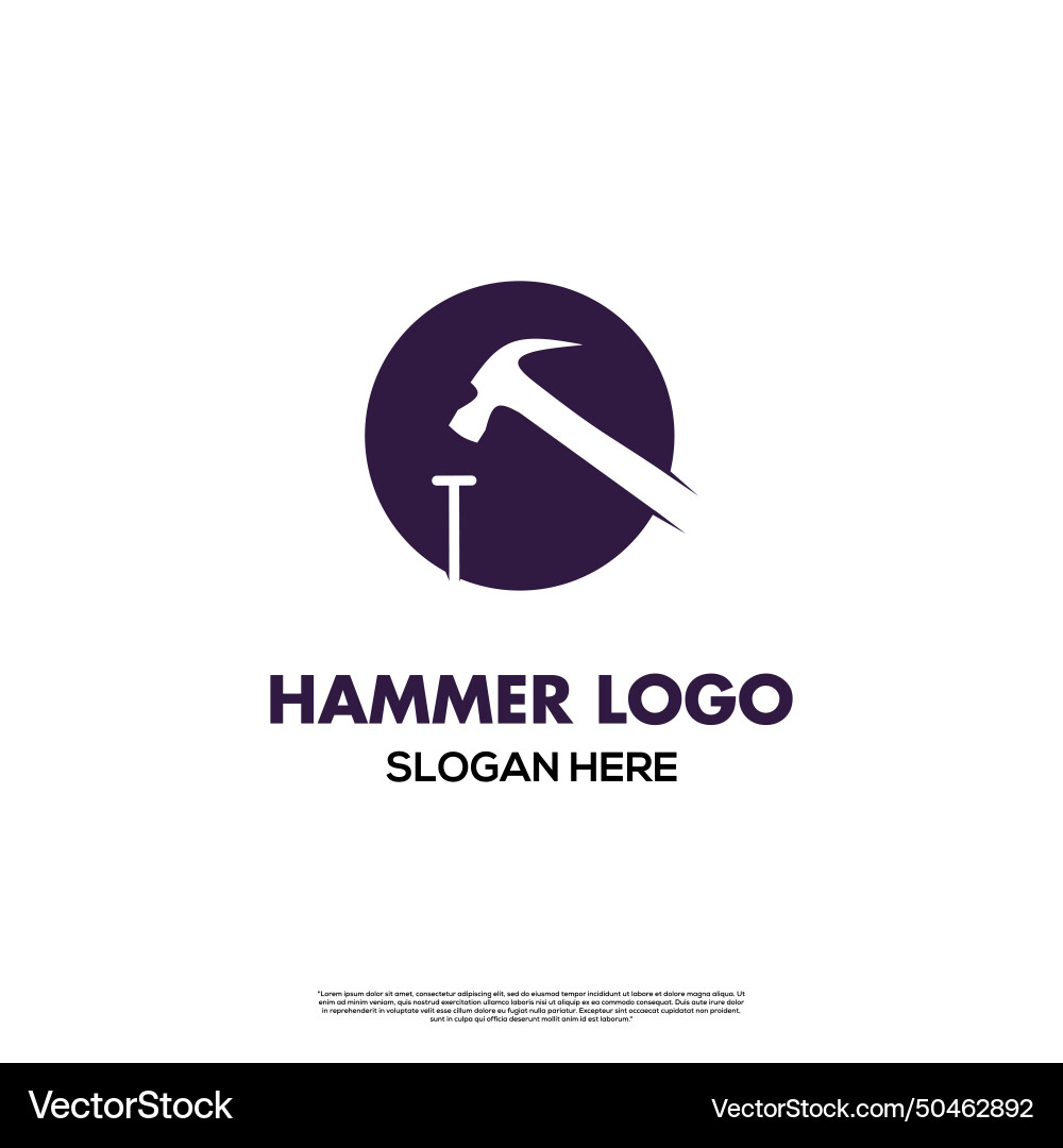 Hammer and nails logo designhammer hitting nail Vector Image