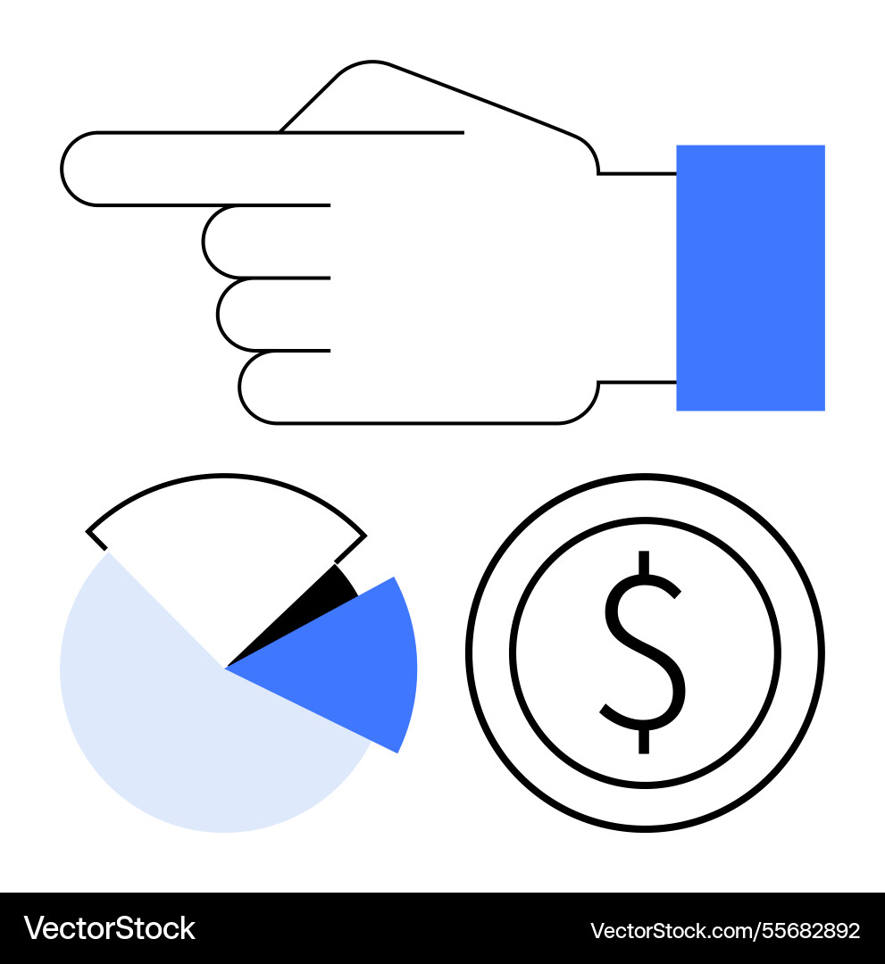 Handgeste Pier Chart und Dollar Münze Lizenzfreier Vektor