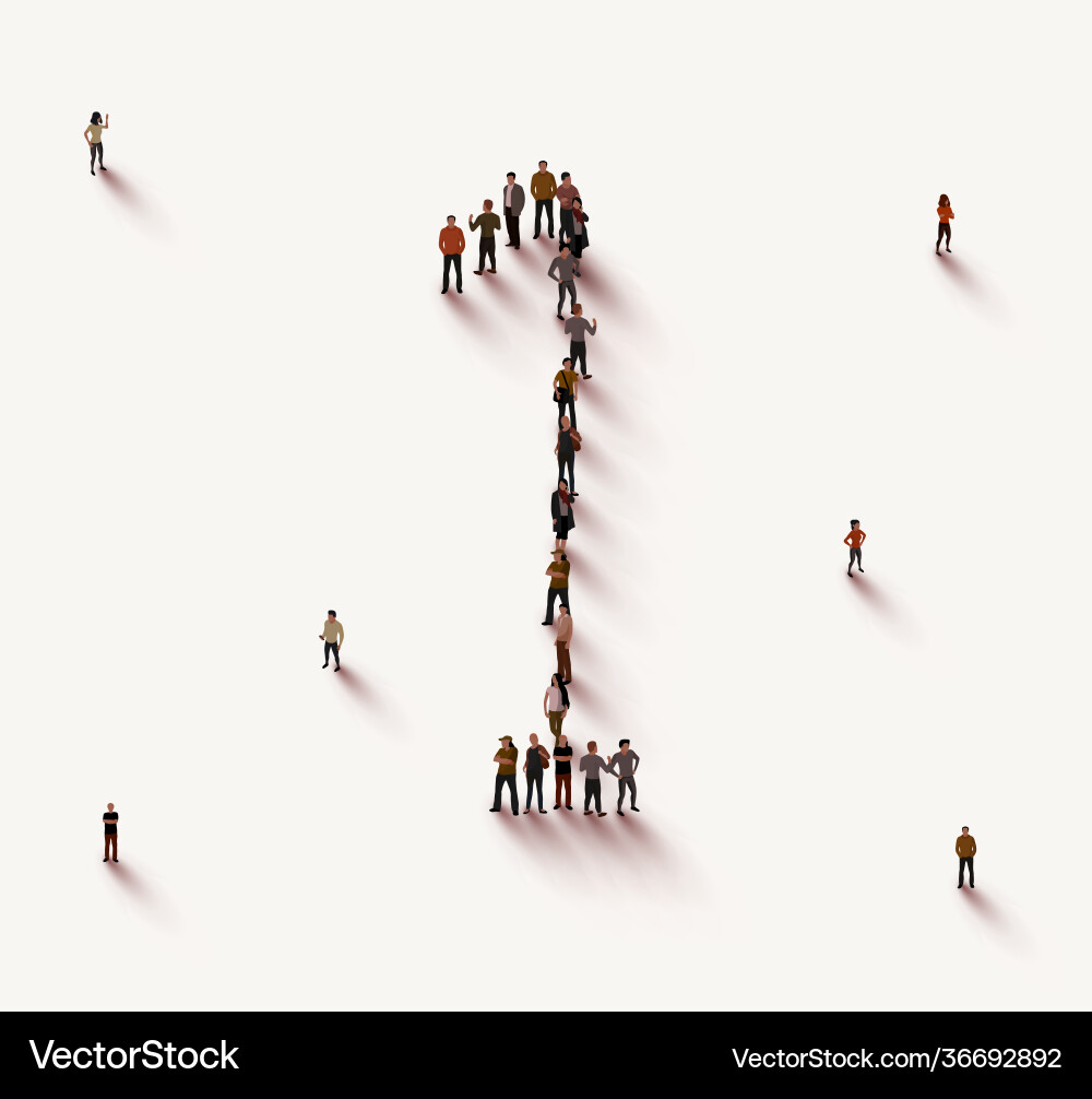 Large group people in number 1 one form Royalty Free Vector