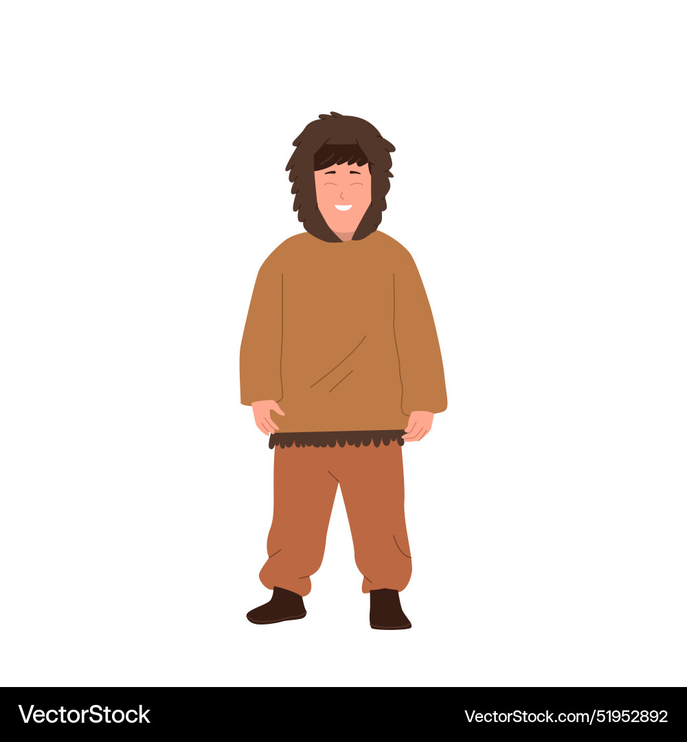 Little eskimo boy child cartoon character wearing Vector Image